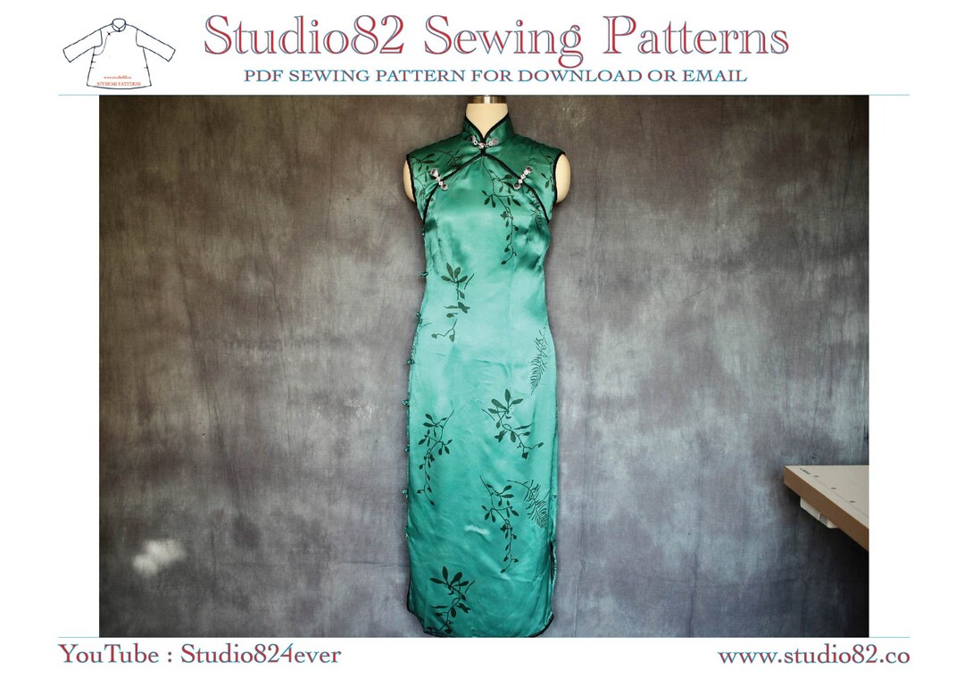 Digital PDF Sewing Pattern of Sleeveless Double Jin Cheongsam/studio82 ...