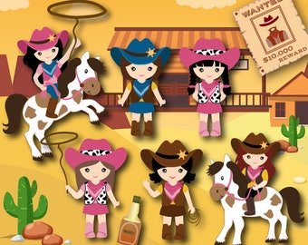 Pink cowgirl clipart | Etsy