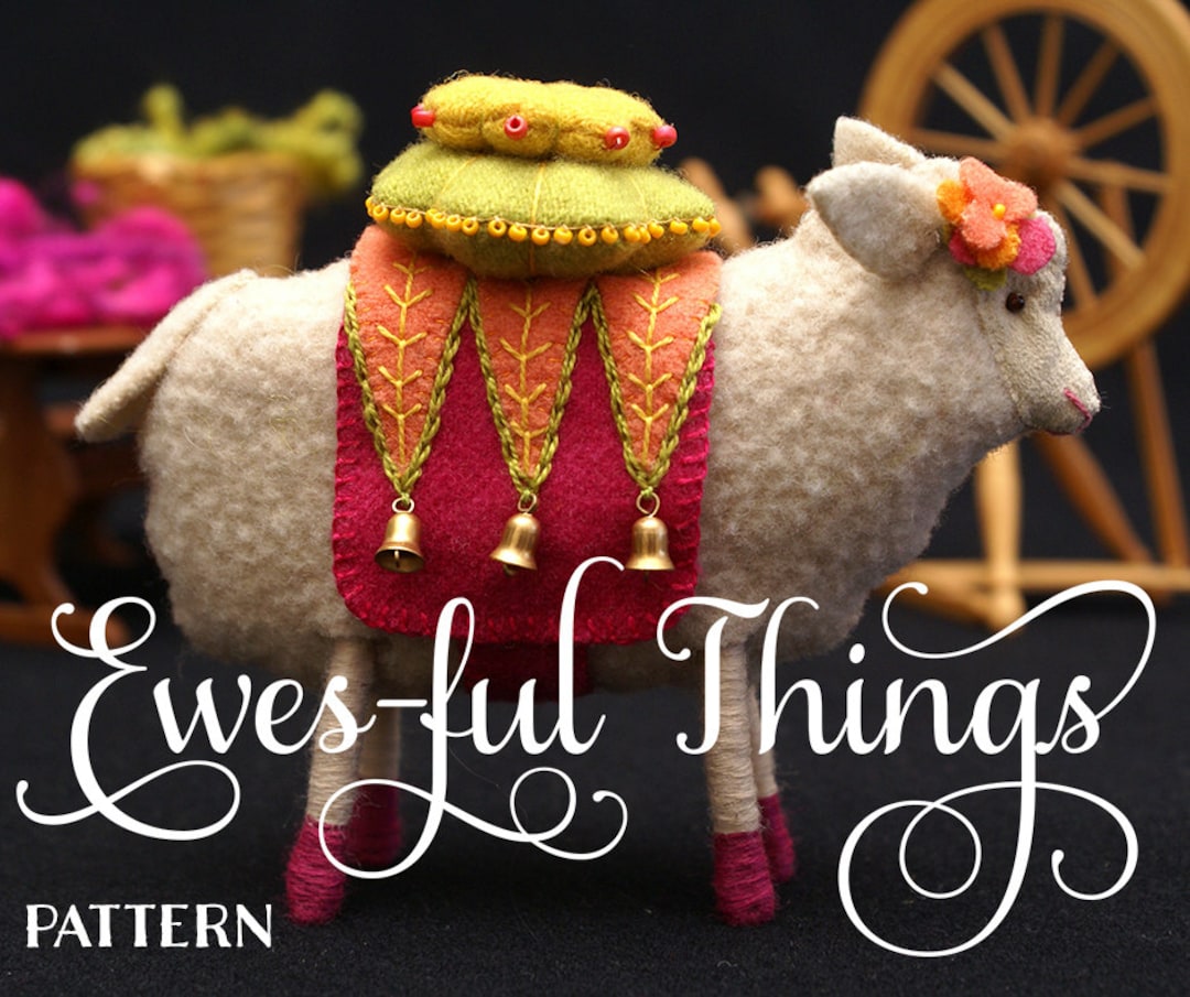 Ewes-ful Things: Ewenice the Sheep and Embroidered, Stacked Pincushion ...