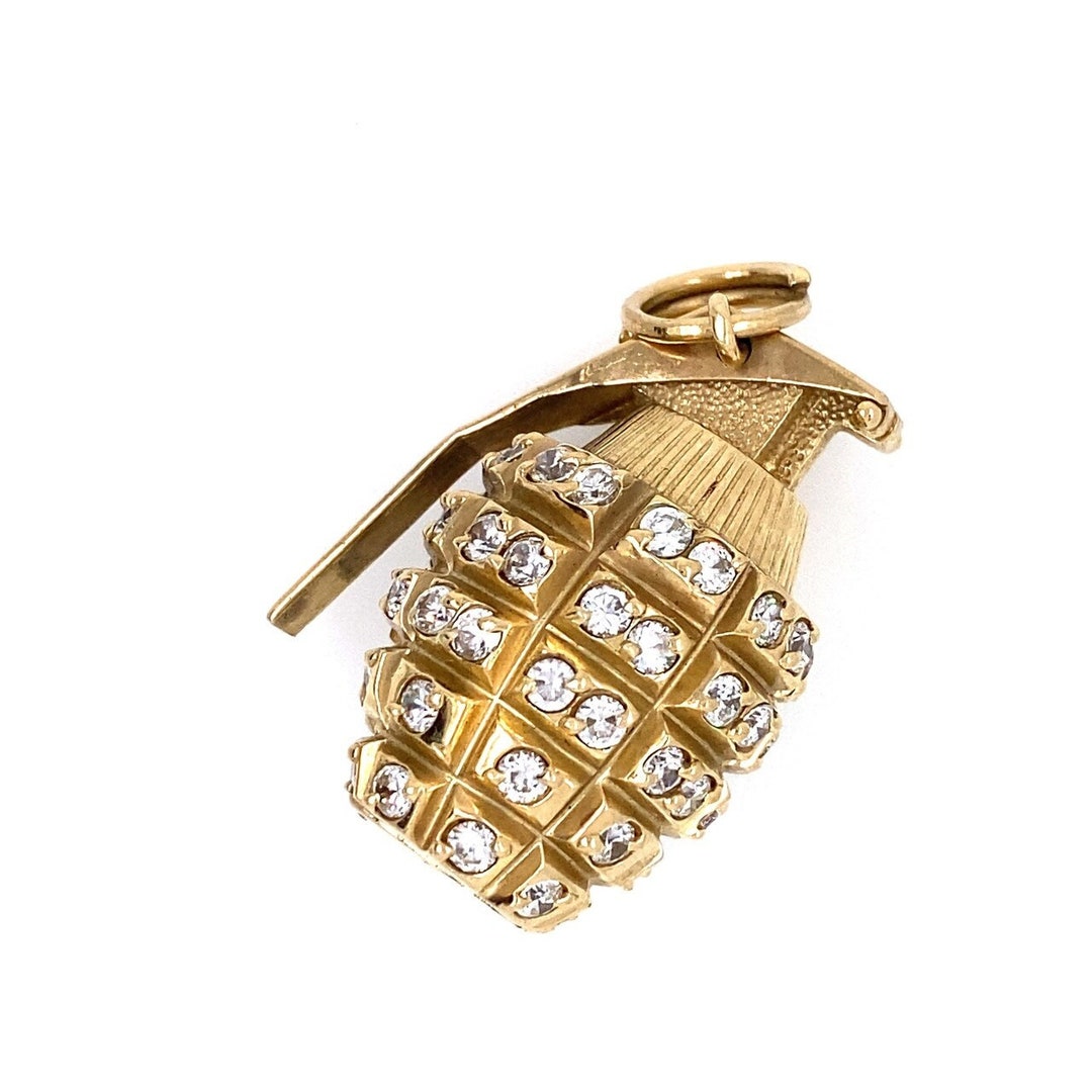 10K Yellow Gold Grenade Pendant With SZ - Etsy
