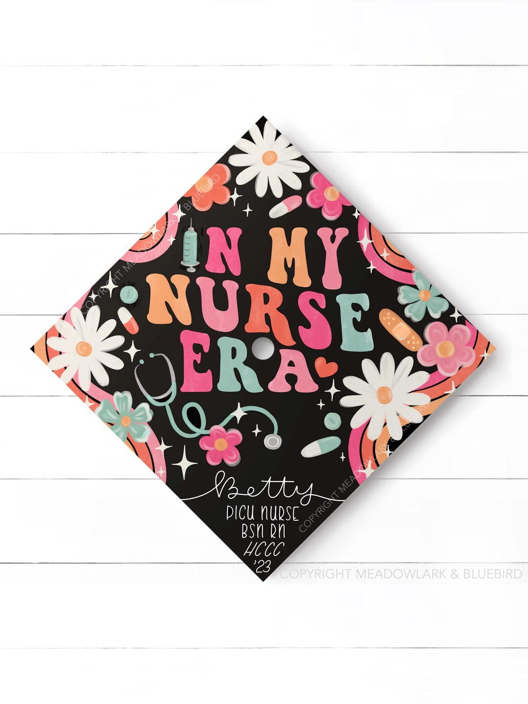 Custom Nurse Graduation Cap Topper - Your Choice of Color - RN BSN MSN ...