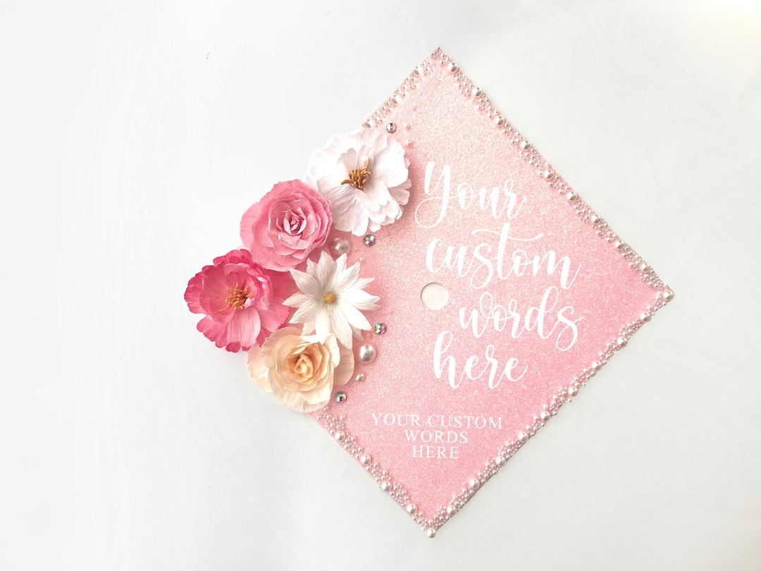 Graduation Cap Topper - Pink and White Graduation Cap Topper - Custom ...