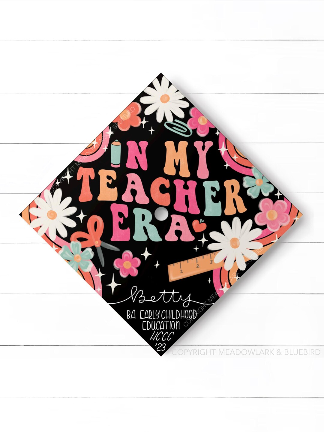 Teacher Era Graduation Cap Topper - Personalized - Your Choice of Color ...