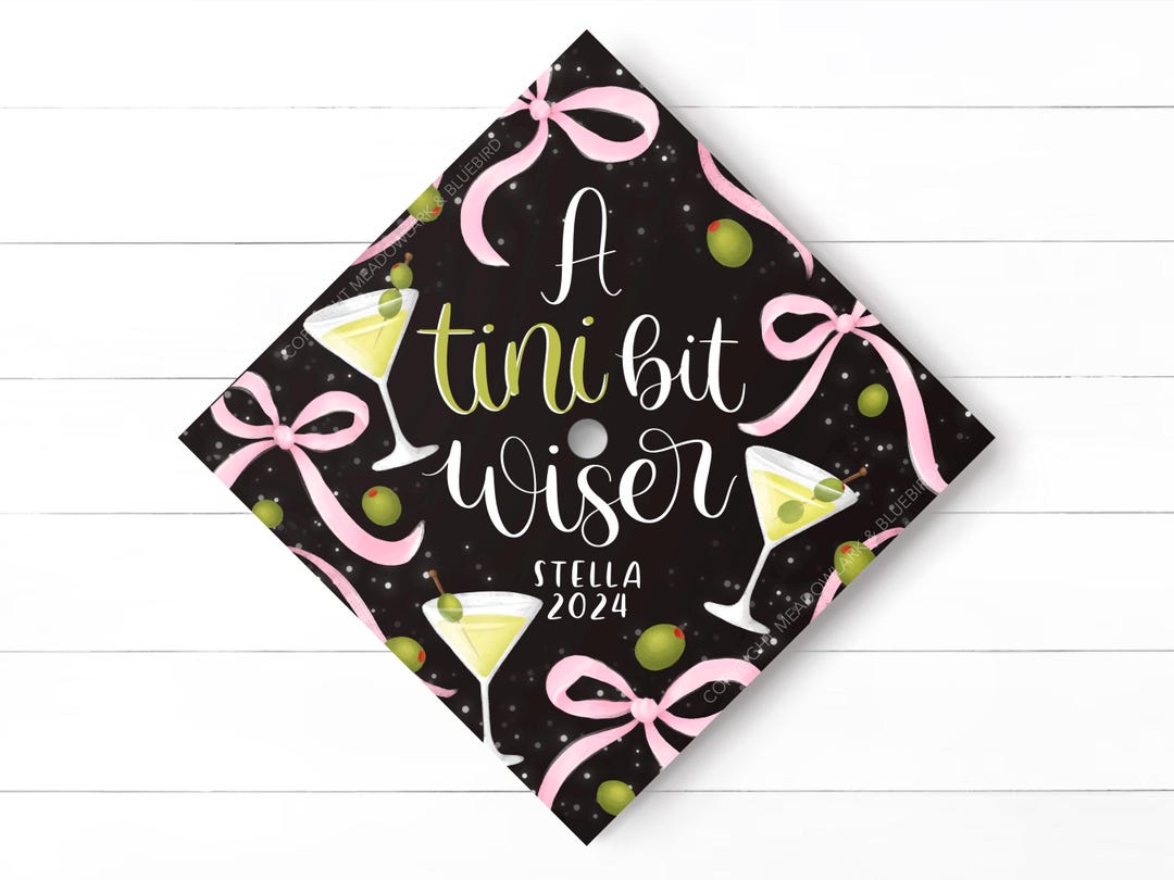 Martini Graduation Cap Topper - Preppy Bow Grad Cap Topper - Custom ...