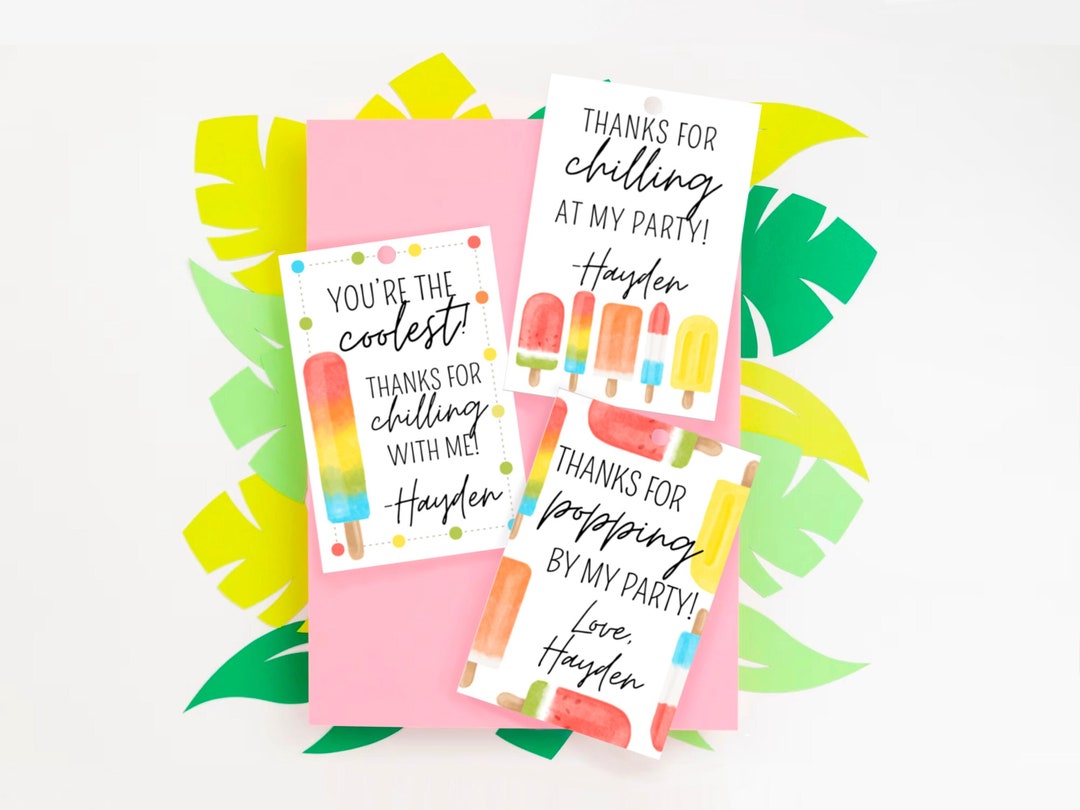 Editable Popsicle Favor Tags - Popsicle Birthday Party - Thank You ...