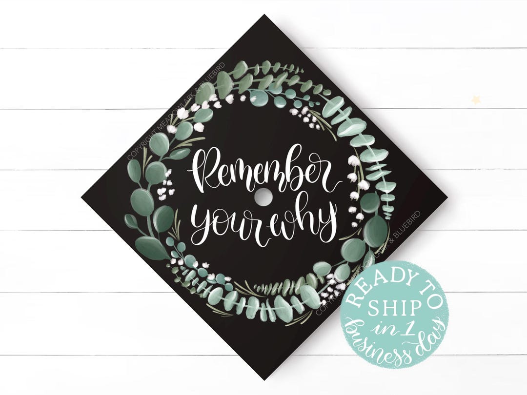 READY TO SHIP Floral Graduation Cap Topper - Hand Lettered Grad Cap ...