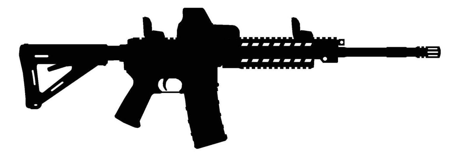 AR-15 silhouette gun sticker no background. Rifle is about | Etsy