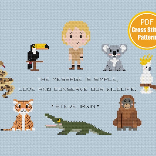 Steve Irwin Inspired Cross Stitch Pattern Australia Cross - Etsy