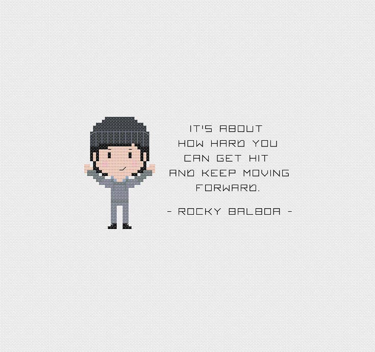 Rocky Inspired Cross Stitch - Rocky Balboa Cross Stitch Pattern ...