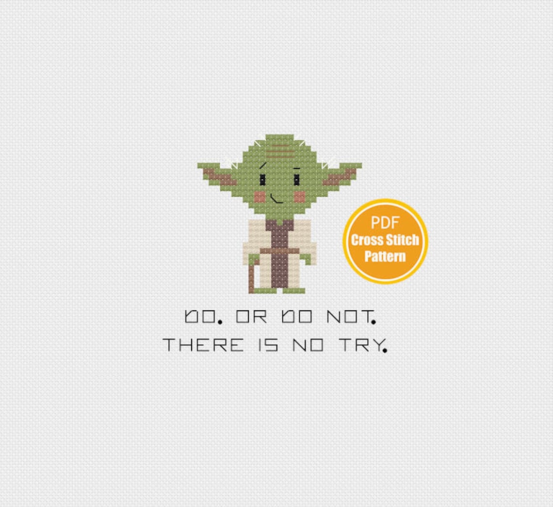 Yoda Inspired Cross Stitch Pattern - Star Wars Cross Stitch Pattern ...