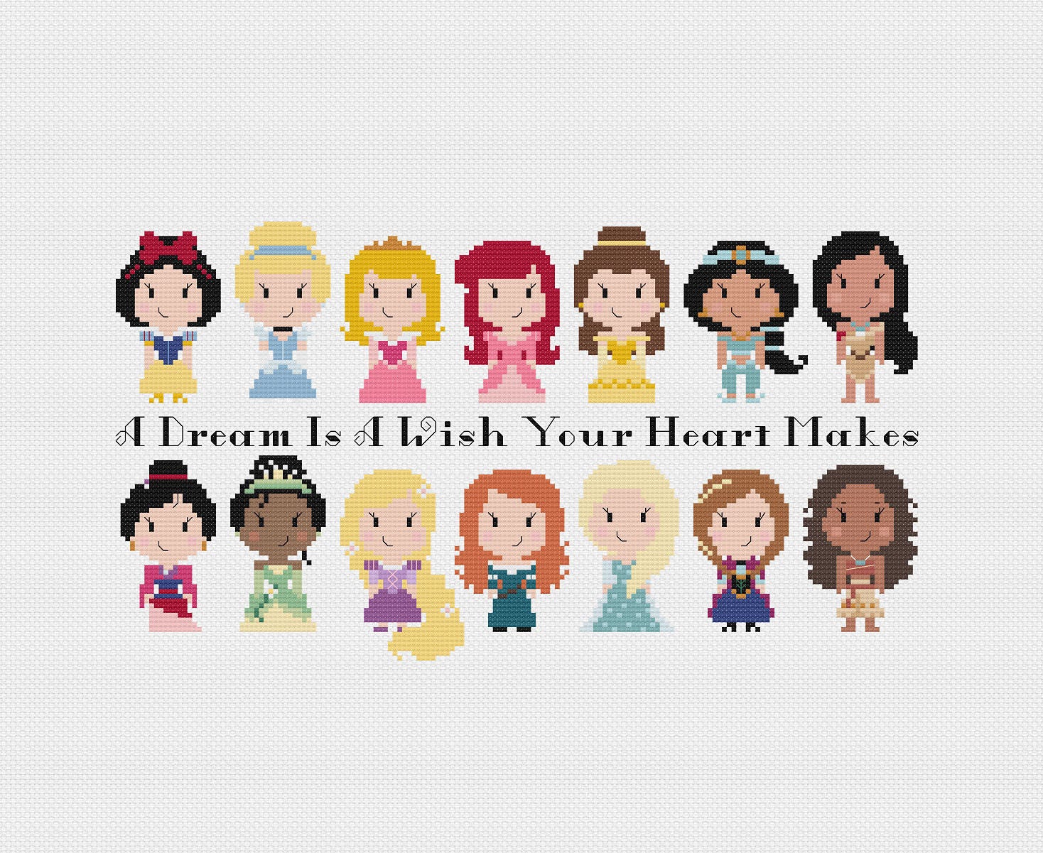 Princess Cross Stitch Pattern - PDF Instant Download - Crosstitch ...