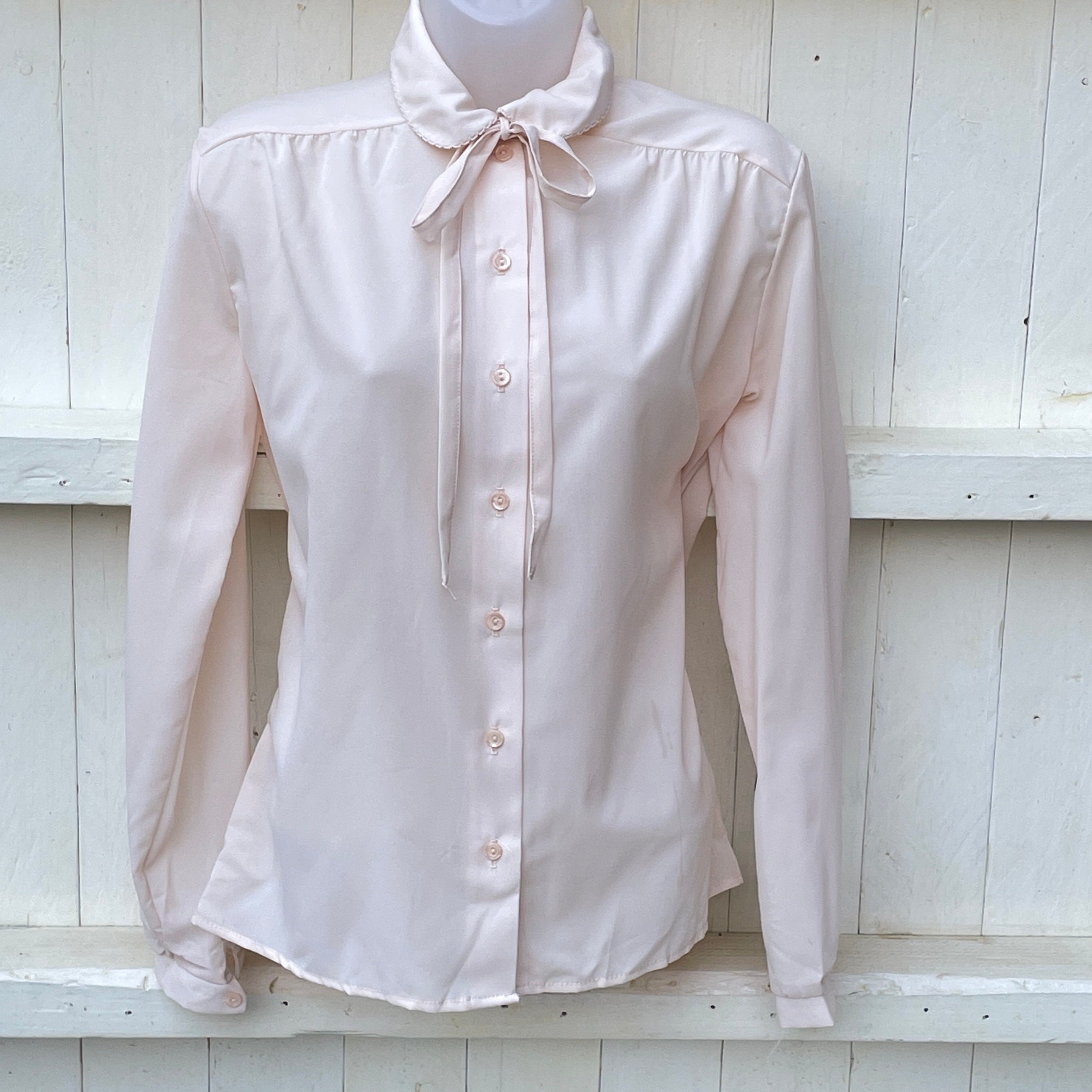 Vintage ST MICHAEL Cream Blouse Pussybow Secretary Peter Pan - Etsy
