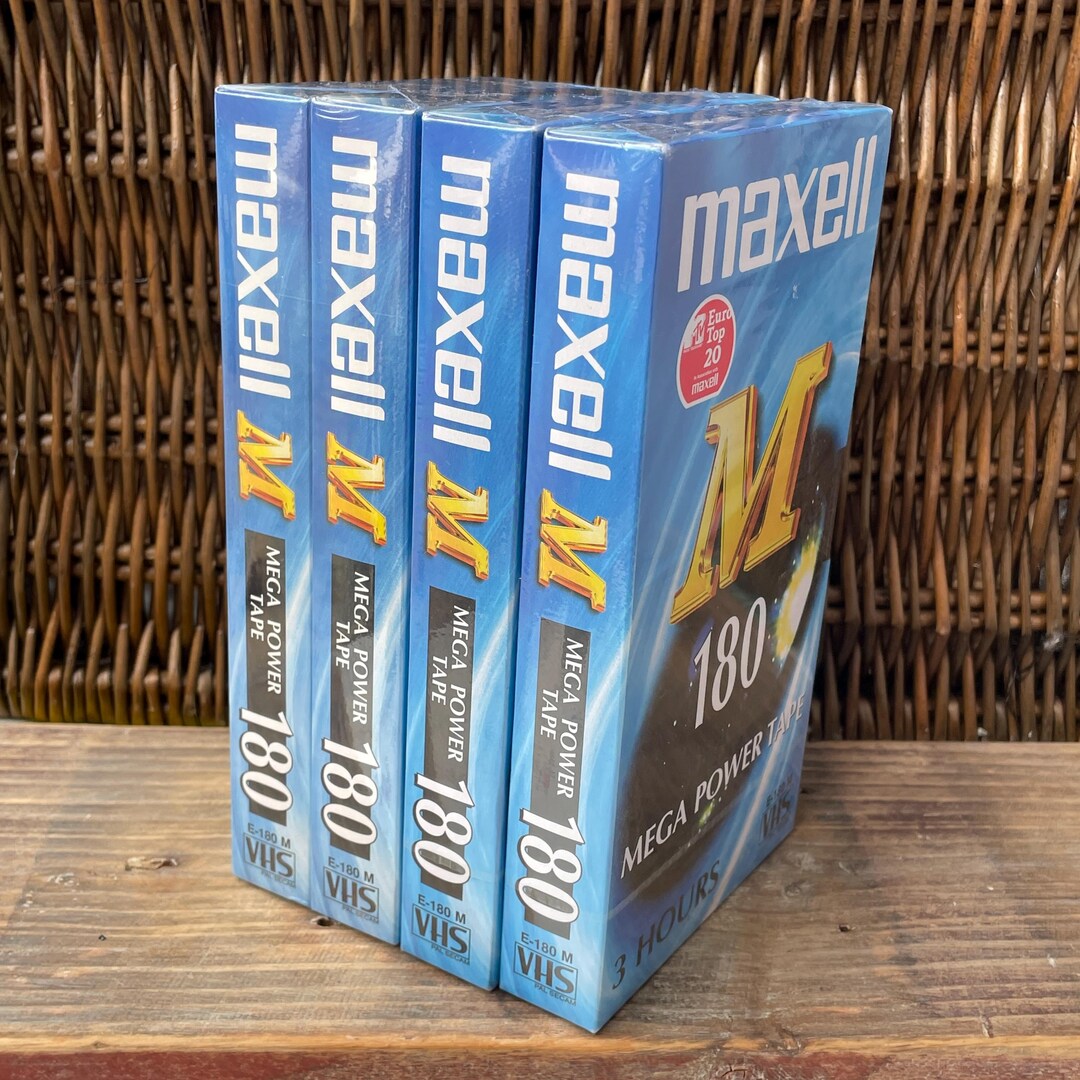 4 Maxell M180 Mega Power Tape VHS 3 Hours E-180M Blank Media Cassette ...