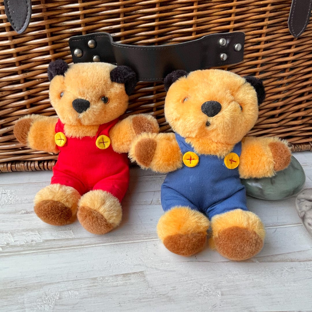 Vintage Sooty Plush Duo by Titan Toys Sooty Soft Toys 90s Red & Blue ...