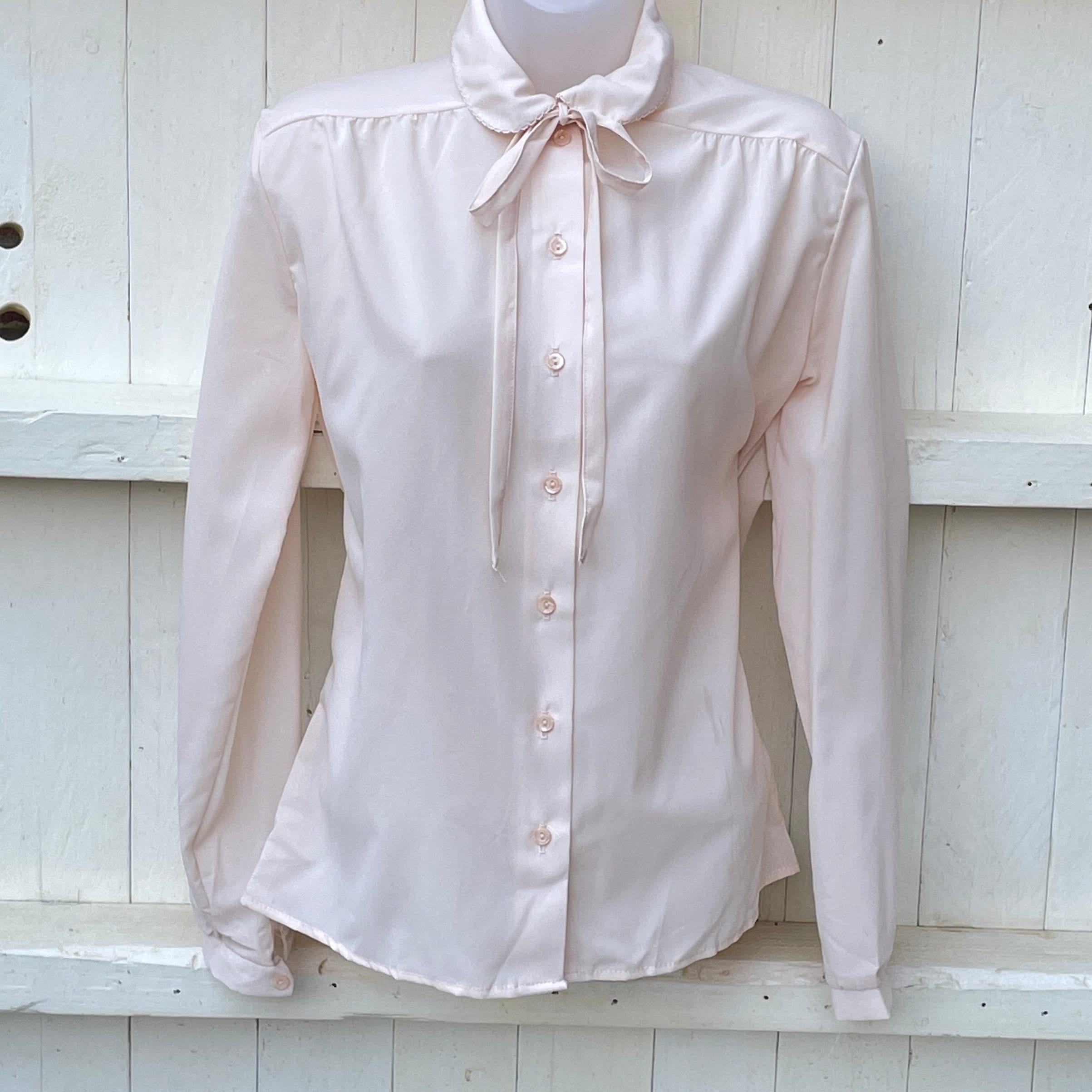 Vintage ST MICHAEL Cream Blouse Pussybow Secretary Peter Pan - Etsy