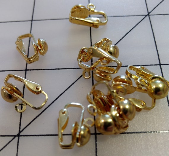 10 Pieces Gold Tone Clip Back Earring Finding Base Metal With - Etsy
