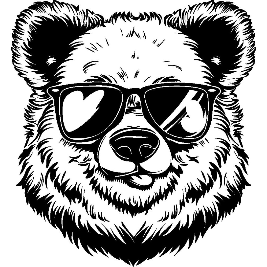 Cool Bear With Sunglasses Digital SVG Cut, Cool Bear Svg, Bear Head Svg ...