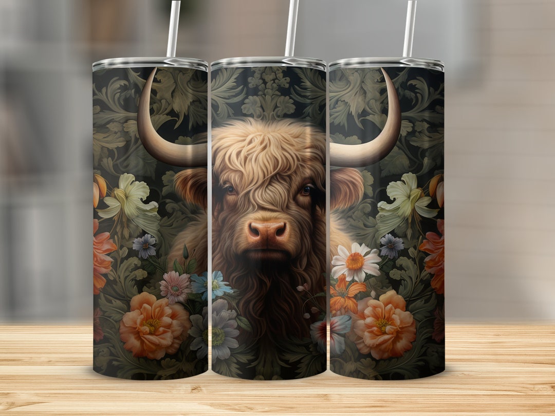 Longhorn Bull Tumbler, 20oz Skinny Tumbler Wrap, Straight and Tapered ...