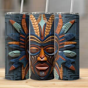 African Tribal Mask 3D Tumblerful Wrap 20oz Sublimation Tumbler Designs ...