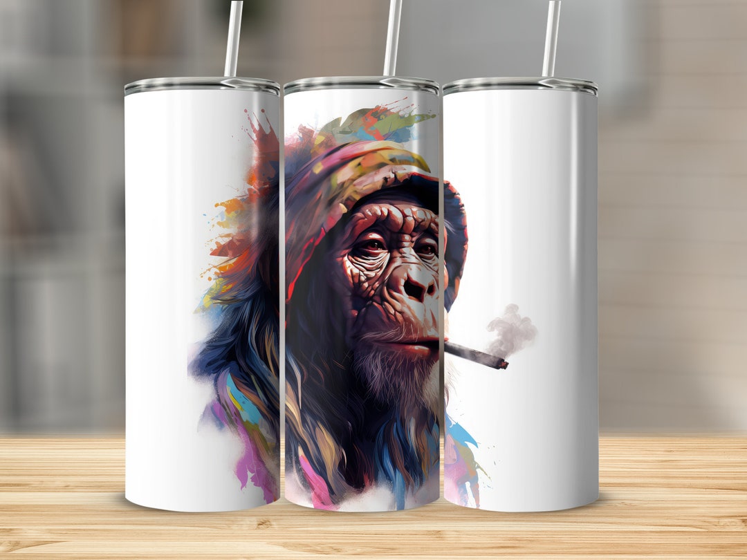 Smoking Monkey, 20oz Sublimation Tumbler Design, 9.2x8.3 Inch Straight ...
