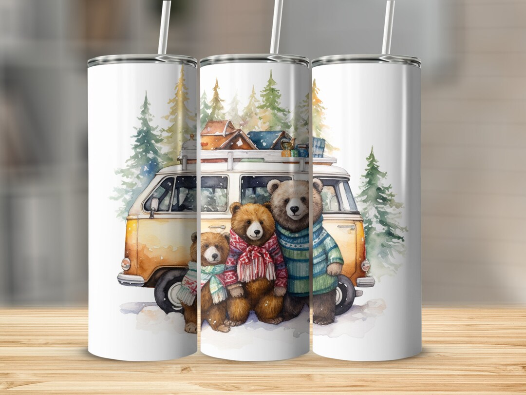 Groovy RV Bears 20oz Skinny Tumbler Wrap Straight and Tapered Tumbler ...