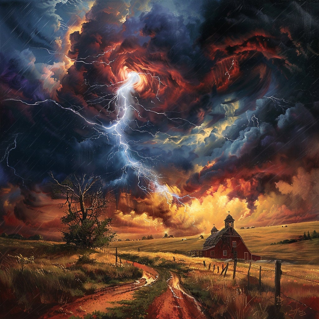 Tornado Storm Wall Art, Weather Décor, Tornado Rain Decor, Nature ...