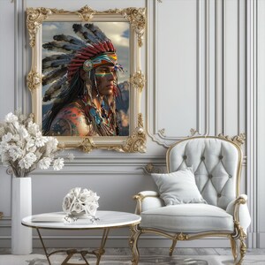 Native American Chief Wall Art, Native Wall Art, Native Living Room ...