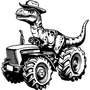 Farmer Dinosaur Riding Tractor Digital SVG CUT, T-rex Svg Png, Dinosaur ...