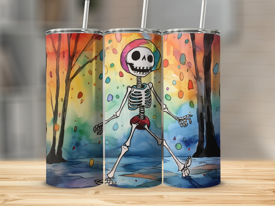 Cartoon Skeleton 20oz Skinny Tumbler Wrap Straight and Tapered Tumbler ...