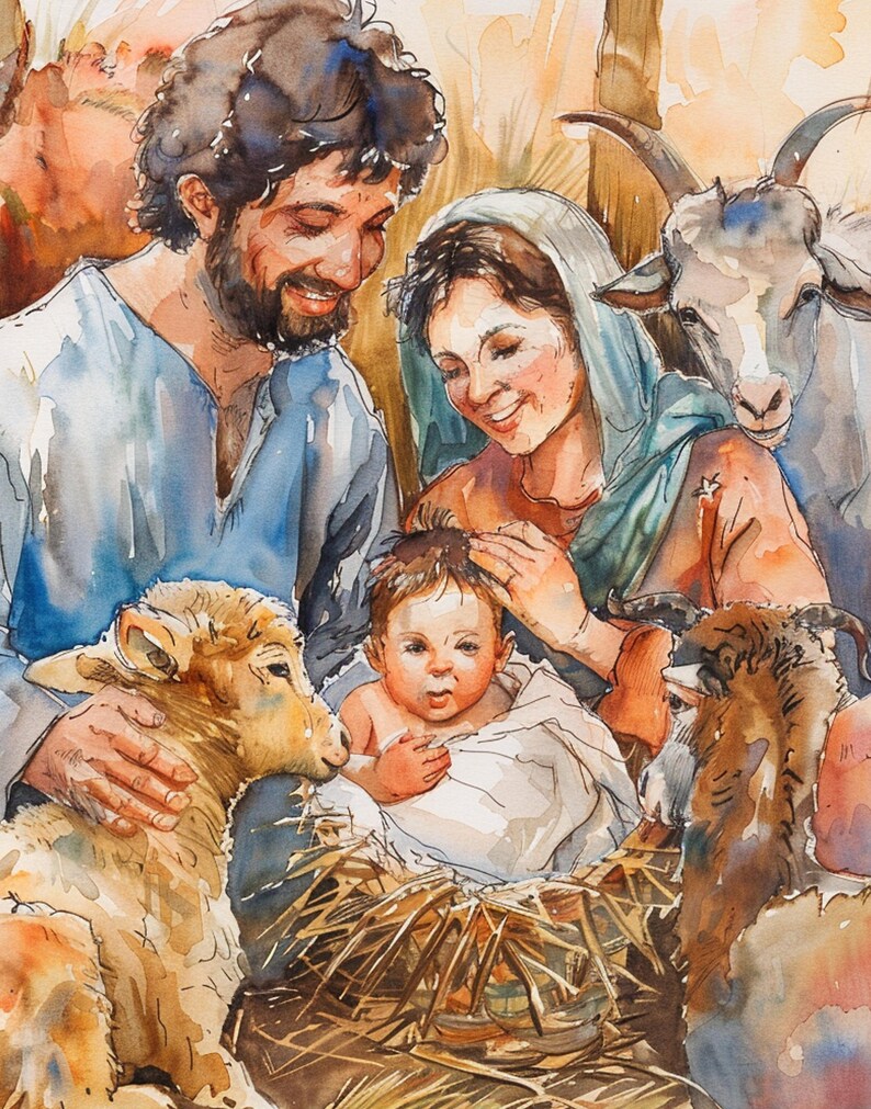 Birth of Jesus Wall Art, Jesus Wall Art, Jesus Print, Jesus Poster ...