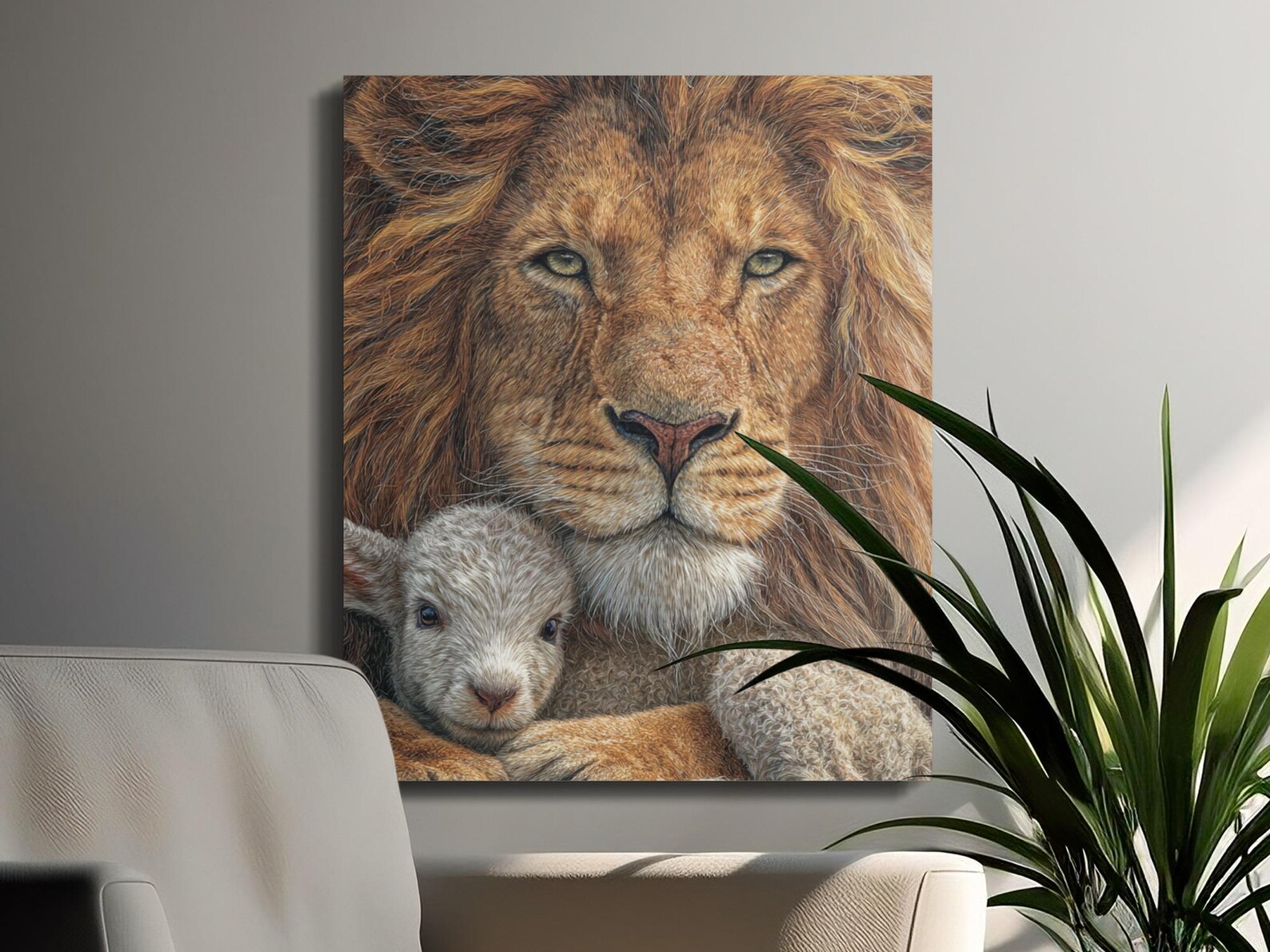 Lion Lamb Peace Wall Art, Lion Lamb Art, Animal Wall Art, Peace of God ...