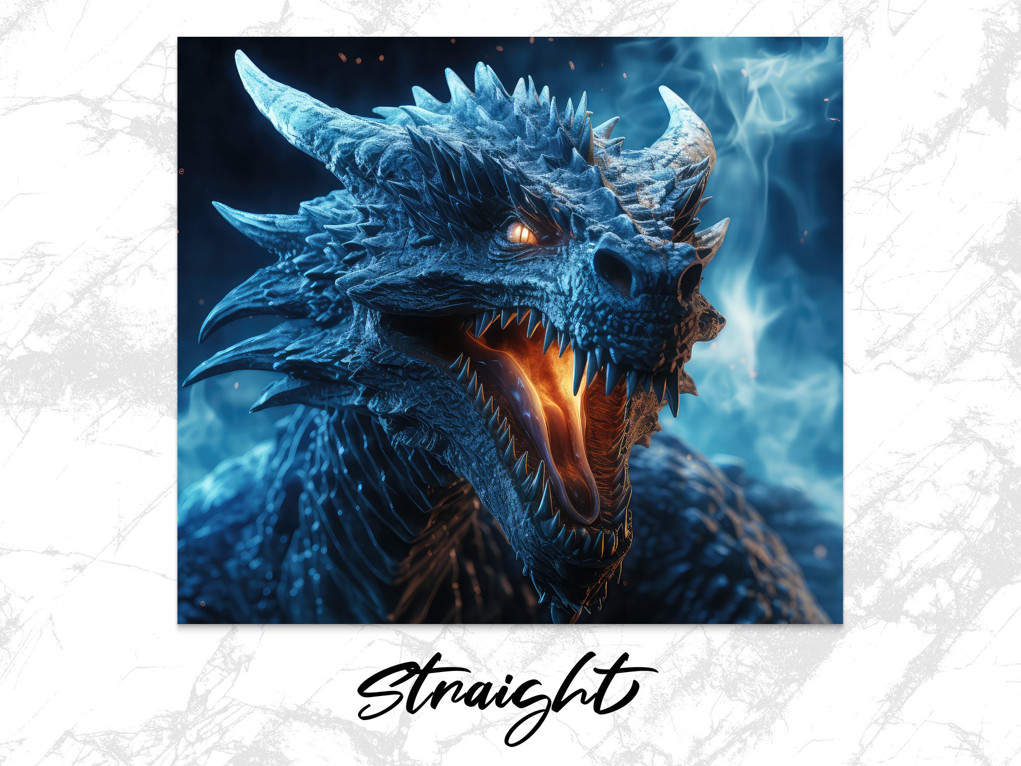 Blue Dragon Breathing Fire 20oz Sublimation Tumbler Design, Straight ...