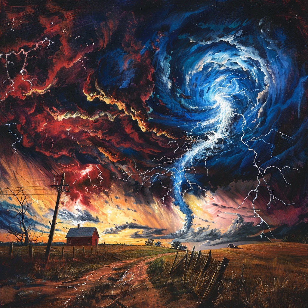 Tornado Storm Wall Art, Weather Décor, Tornado Rain Decor, Nature ...