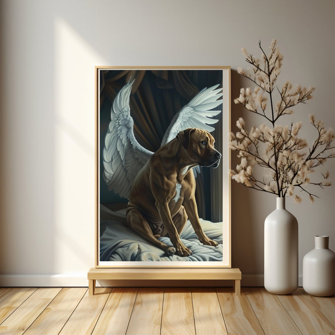 Pit Bull With Angel Wings Wall Art, Remembrance Gift, Pet Memorial ...
