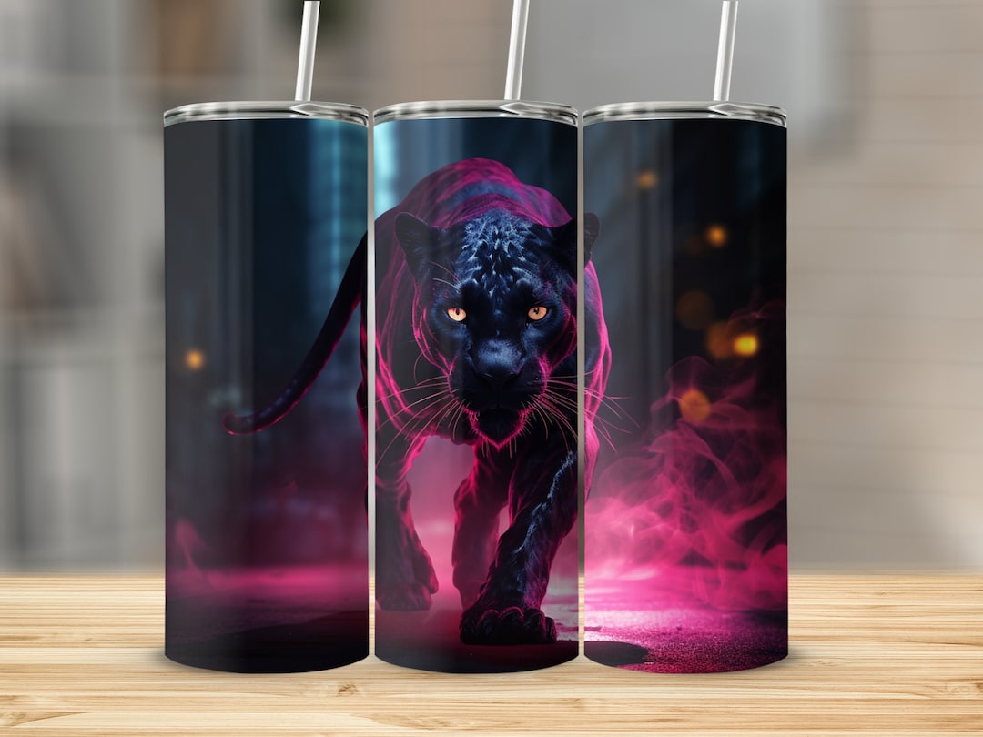 Pink Alluring Panther 20oz Sublimation Tumbler Design, Straight and ...