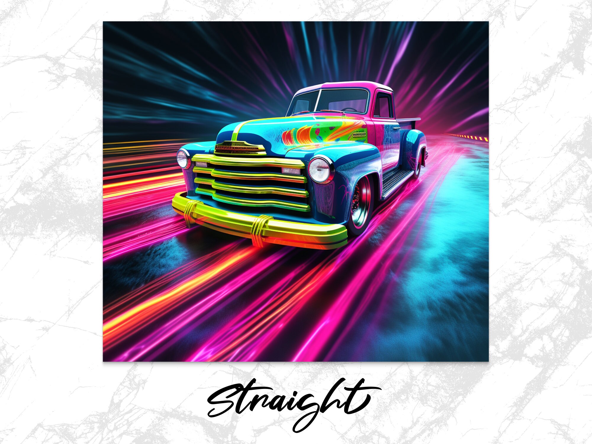 3D Neon Low Rider Truck 20oz Skinny Tumbler Wrap Straight and Tapered ...