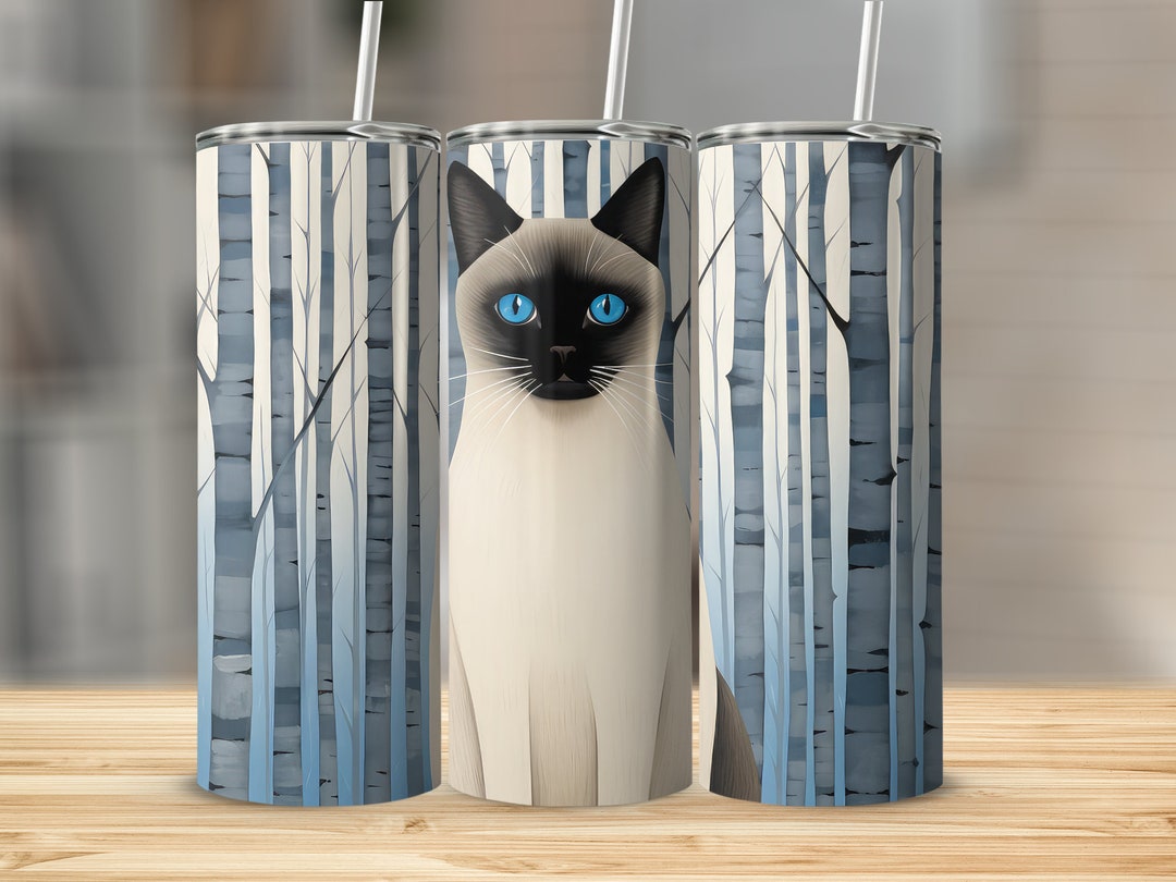 Siamese Cat on Log 20oz Sublimation Tumbler Design, Straight and ...
