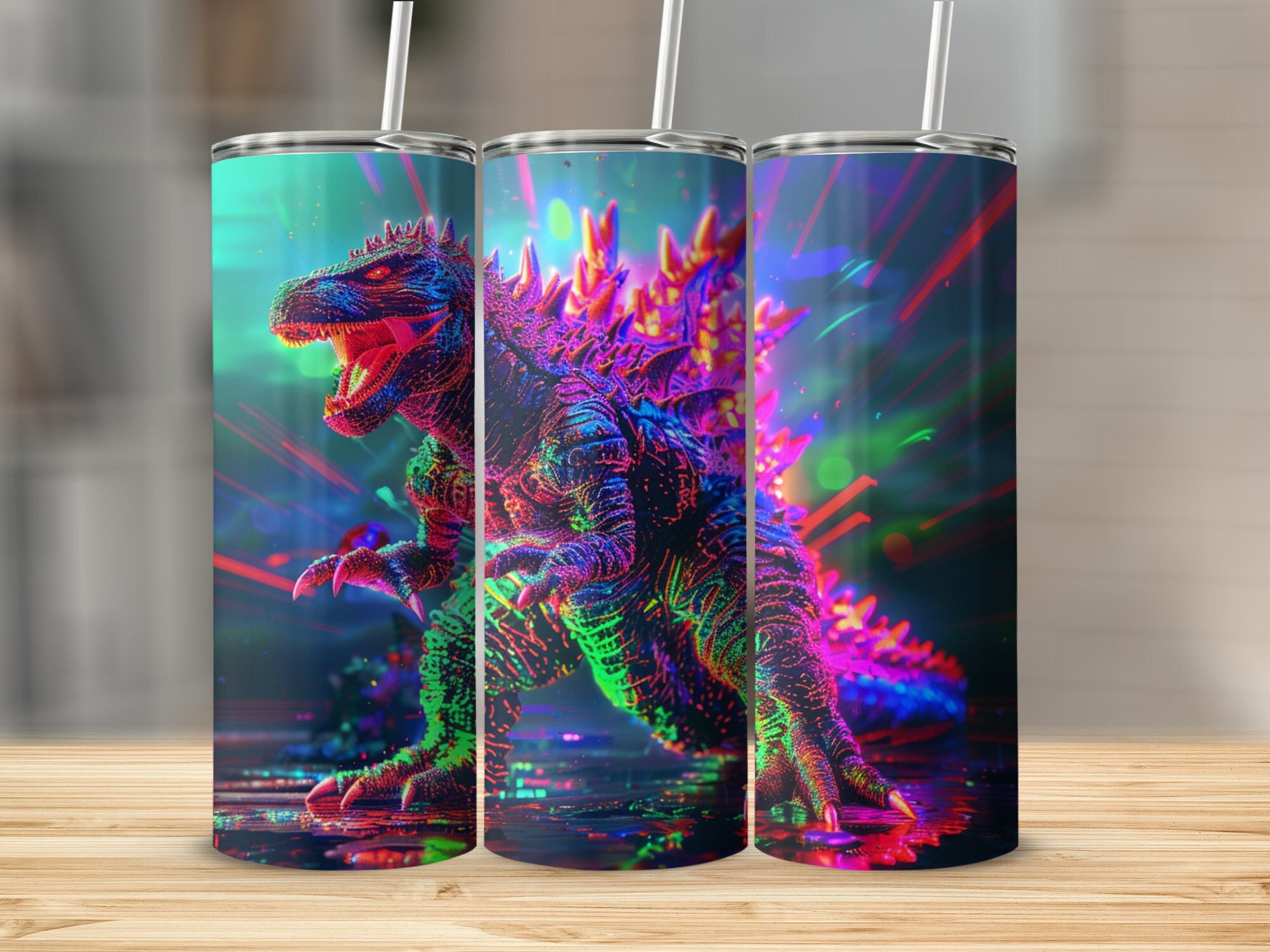 Raging God Zilla Tumbler, 20oz Sublimation Tumbler Design, Straight and ...