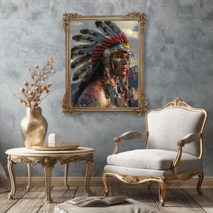 Native American Chief Wall Art, Native Wall Art, Native Living Room ...