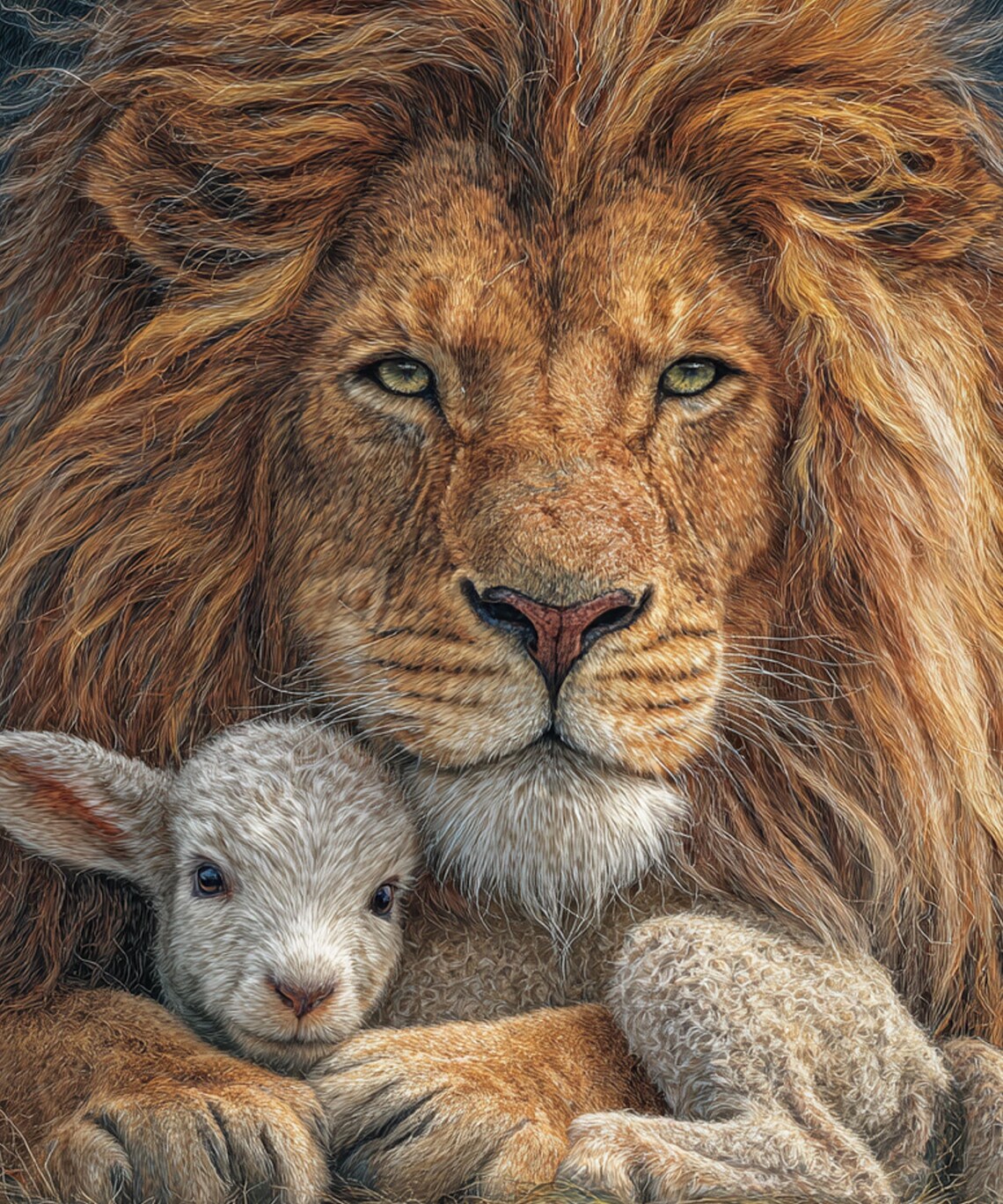 Lion Lamb Peace Wall Art, Lion Lamb Art, Animal Wall Art, Peace of God ...