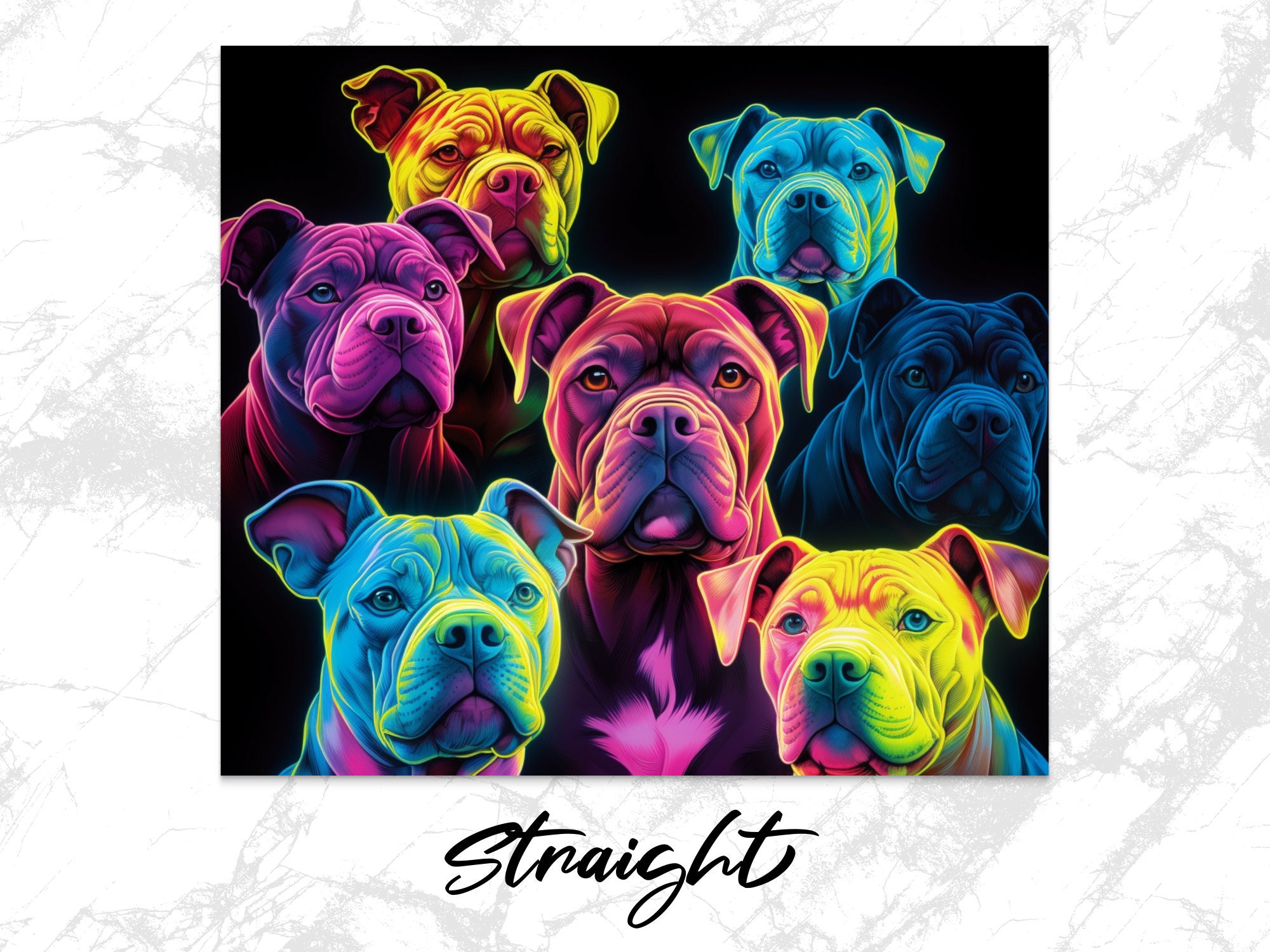 Neon Pitbull 20oz Skinny Tumbler Wrap Straight and Tapered Tumbler ...