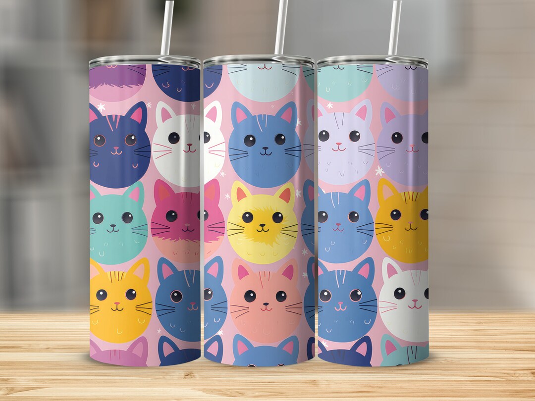 Chibi Cats Tumbler, 20oz Sublimation Tumbler Design, Straight and ...