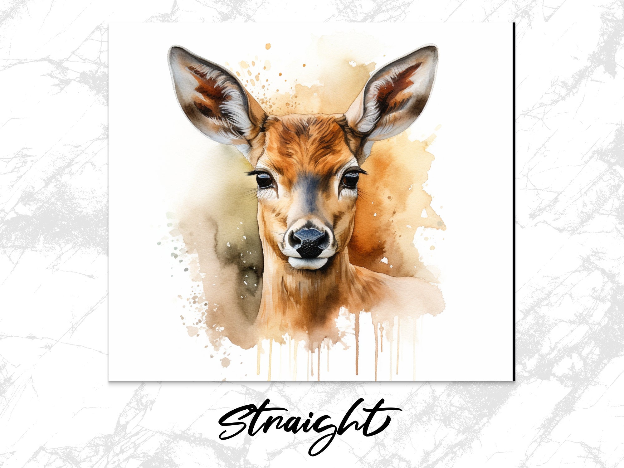 Watercolor Doe 20oz Skinny Tumbler Wrap Straight and Tapered Tumbler ...