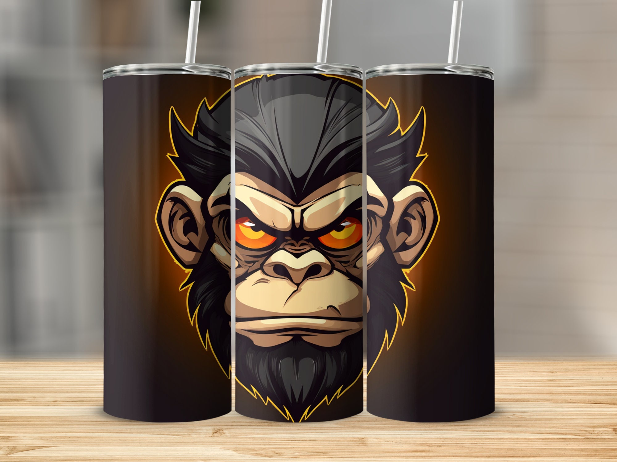 Funny Monkey Logo 20oz Skinny Tumbler Wrap Straight and - Etsy