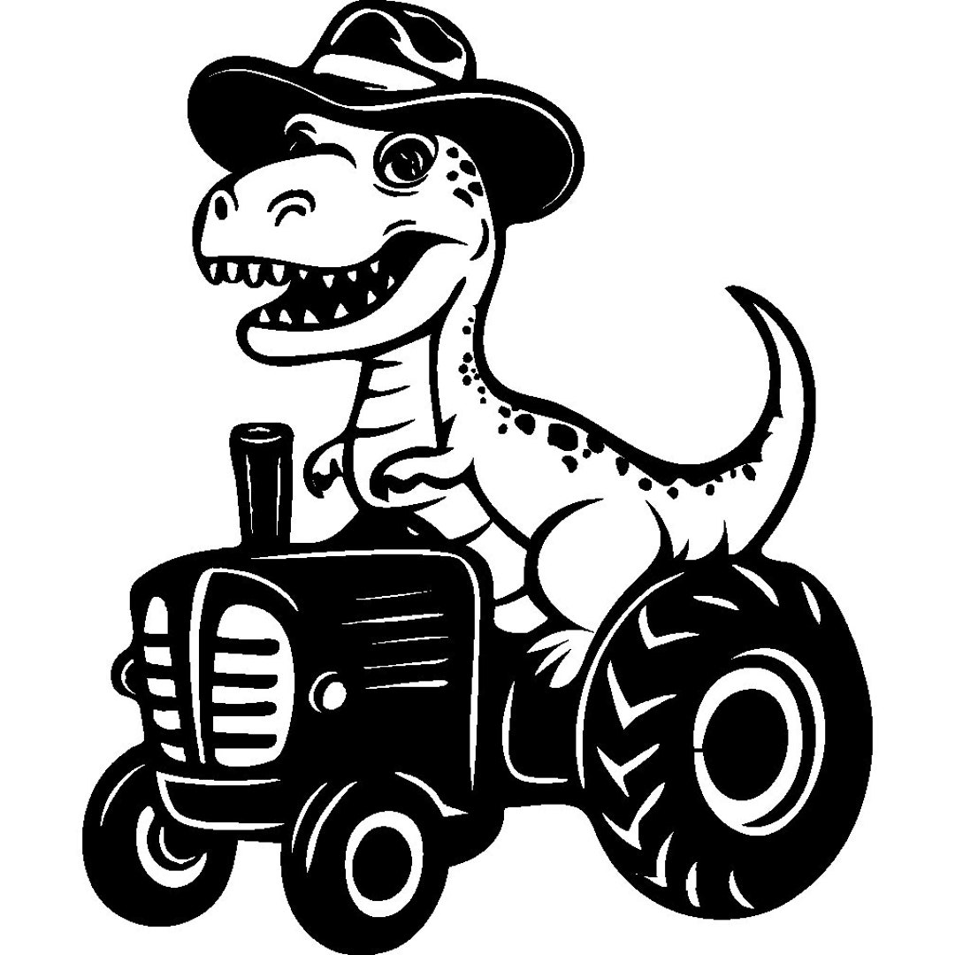 Dinosaur Riding Tractor Digital SVG Cut, Dinosaur Shirt Png, Trex ...