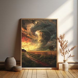 Tornado Storm Wall Art, Weather Décor, Tornado Rain Decor, Nature ...