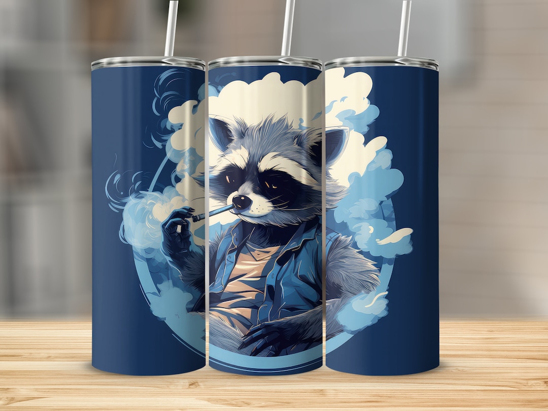 Smoking Raccoon 20oz Sublimation Tumbler Design, Straight and Tapered ...