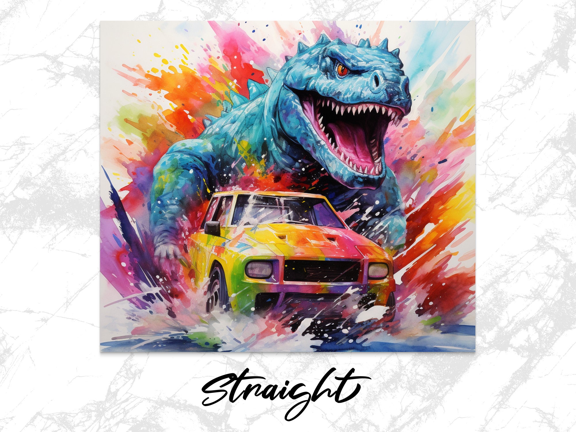 God Zilla Chasing Car 20oz Sublimation Tumbler Design, Straight and ...