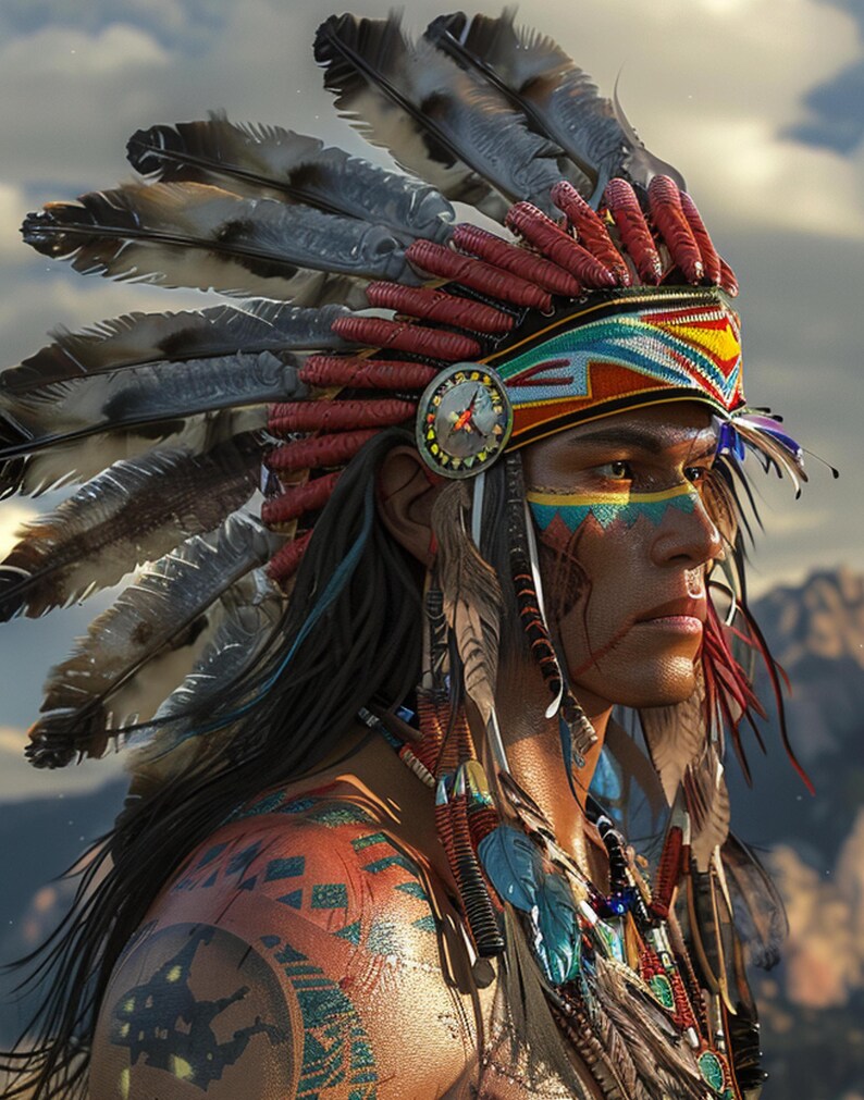 Native American Chief Wall Art, Native Wall Art, Native Living Room ...
