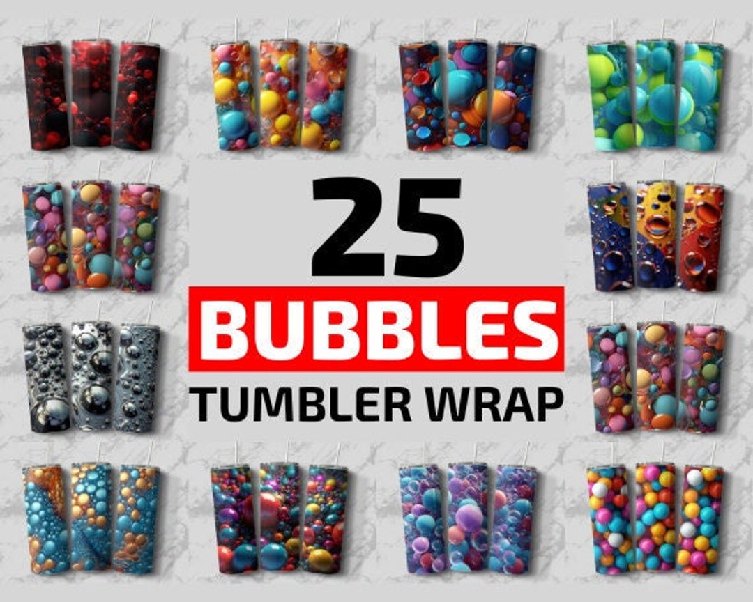 25 Bubble Tumblerwrap Designs Bundle, 20oz Sublimation Tumbler Designs ...